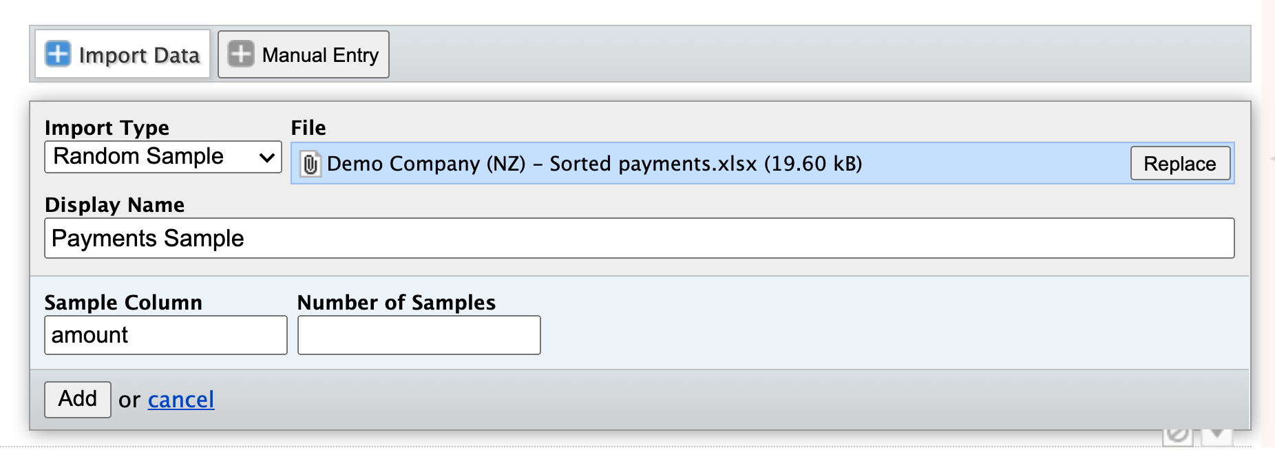 Sample selection and testing tool – Audit Assistant Support