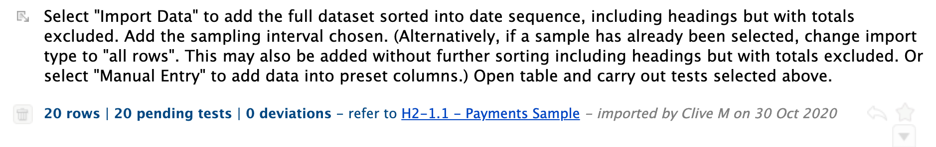 Sample selection and testing tool – Audit Assistant Support