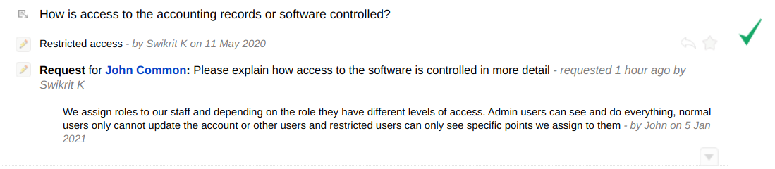 Requests – Audit Assistant Support
