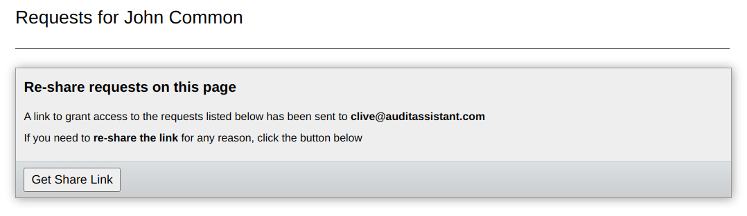 Requests – Audit Assistant Support